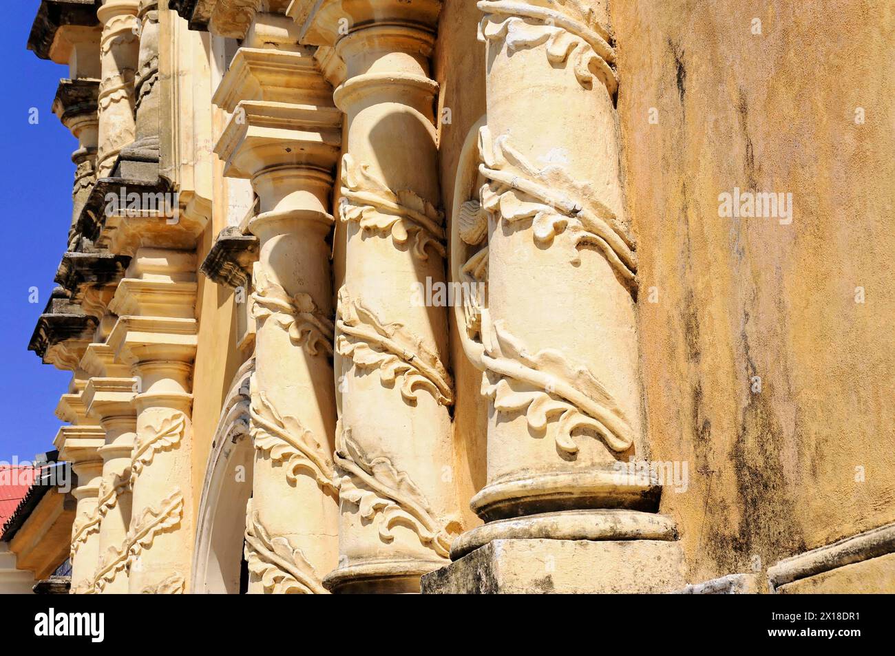 La Recoleccion church, built in 1786, Leon, Nicaragua, detail of a baroque column with fine ...