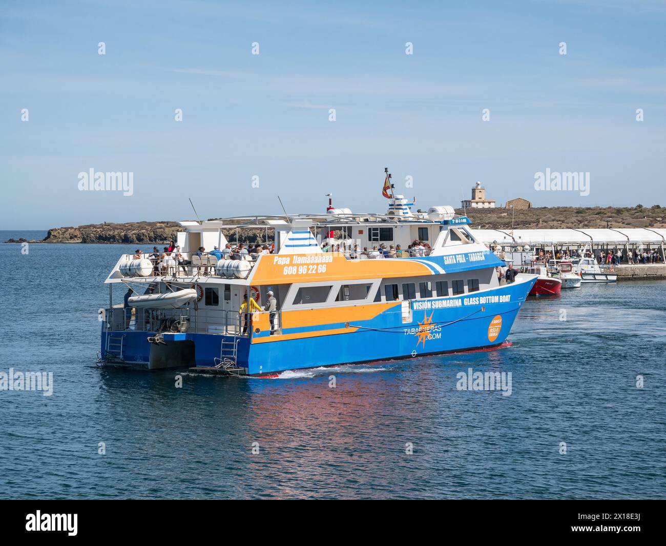 Tabarca, Spain; April 15th 2024: Tabarca Island glass bottom boat ferry ...