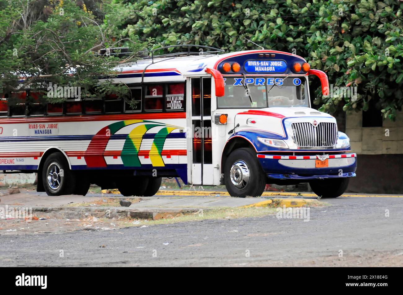 On the road near Rivas, Ometepe Island, Nicaragua, Parked colourful ...