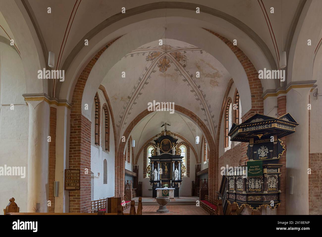 Interior of St Mary's Church, Brick Gothic, at the back the 18th ...