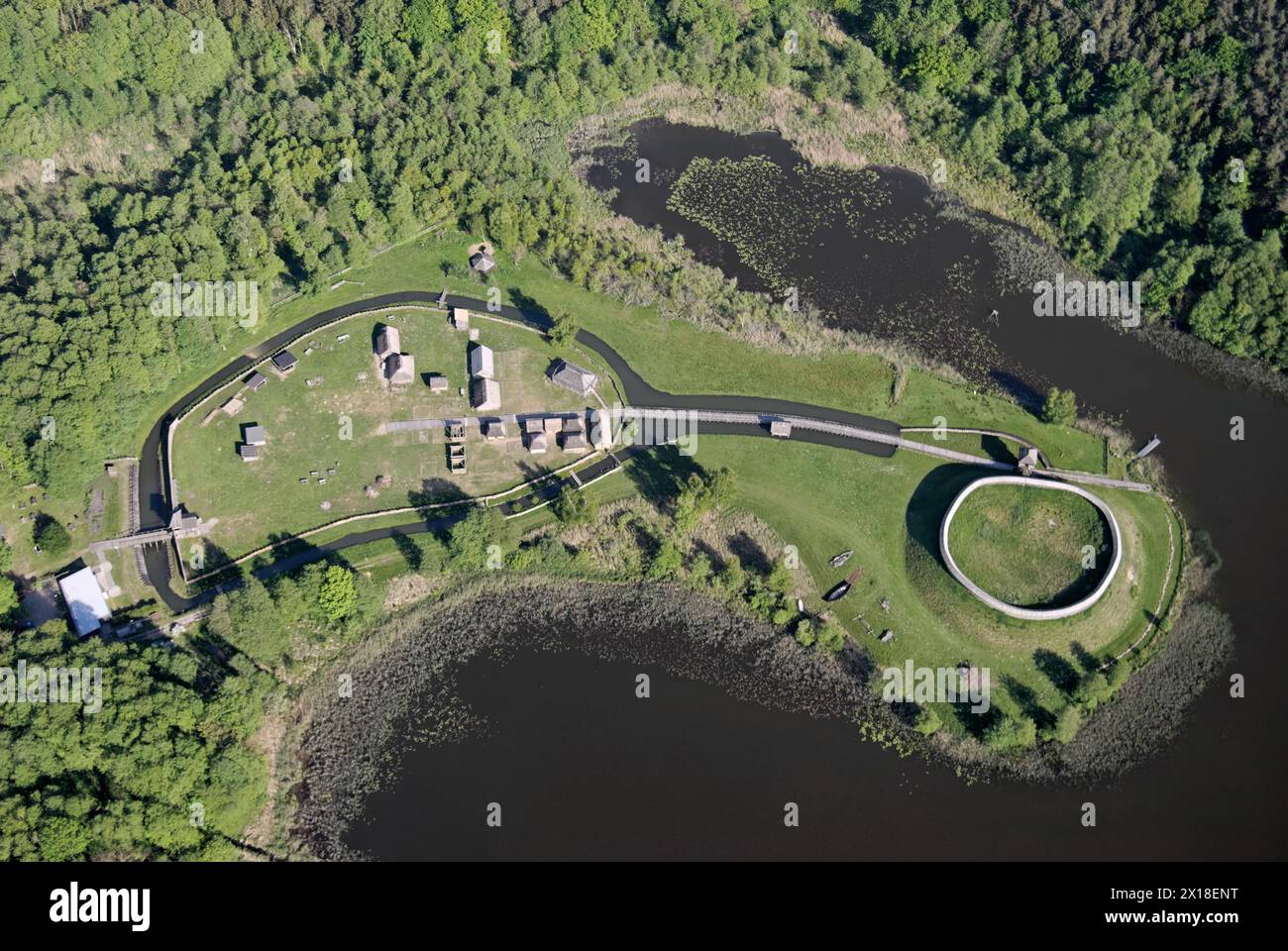 Archaeological open-air museum Gross Raden, aerial photograph, Slavic ...