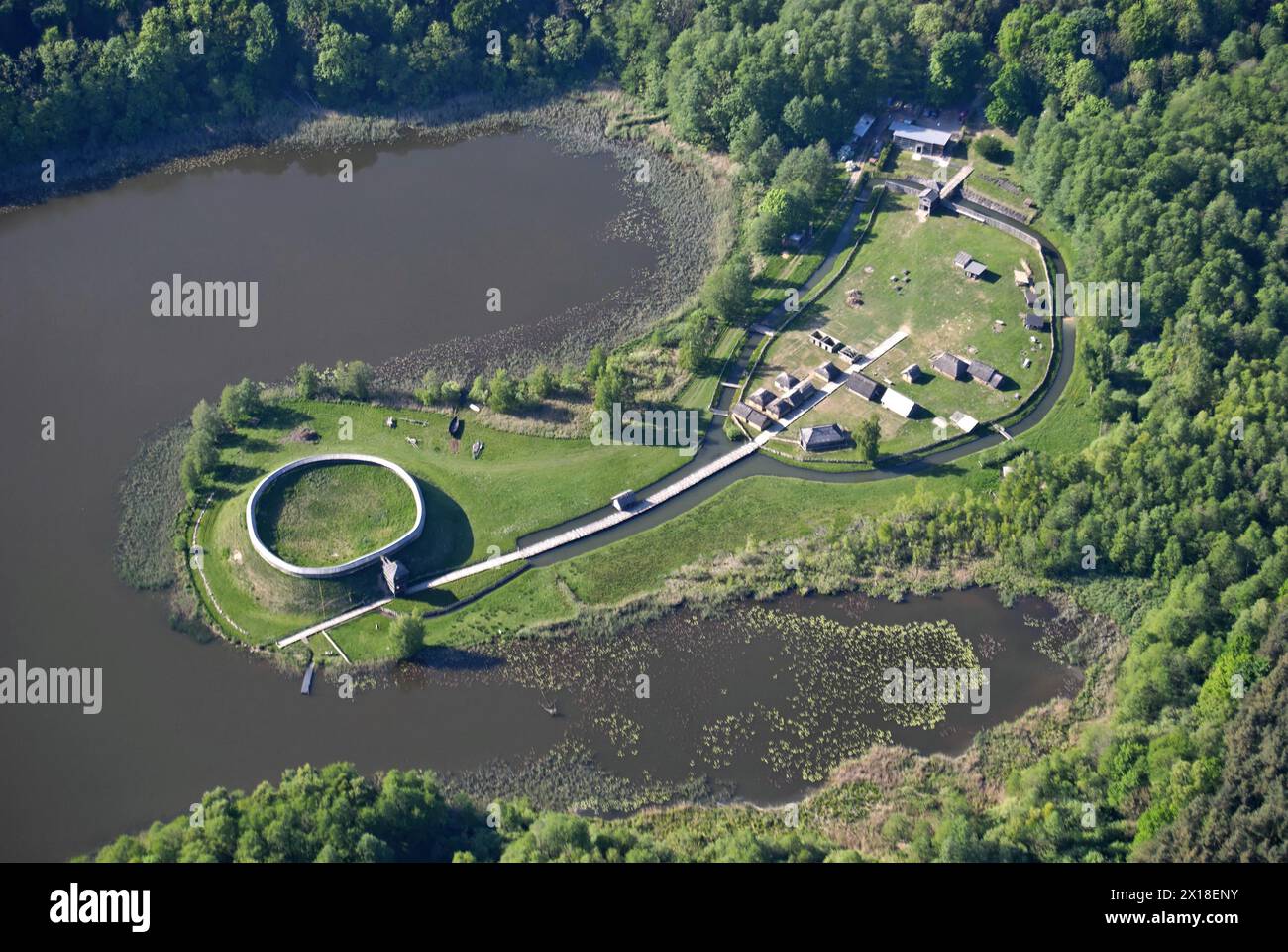Archaeological open-air museum Gross Raden, aerial photograph, Slavic ...