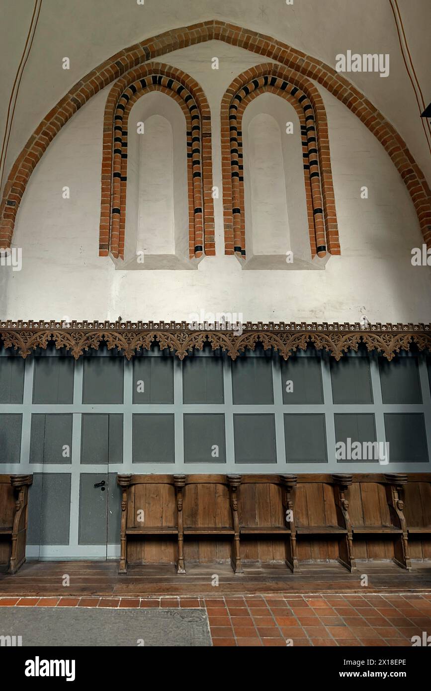 Gothic choir stalls in the interior of St Mary's Church, Brick Gothic ...