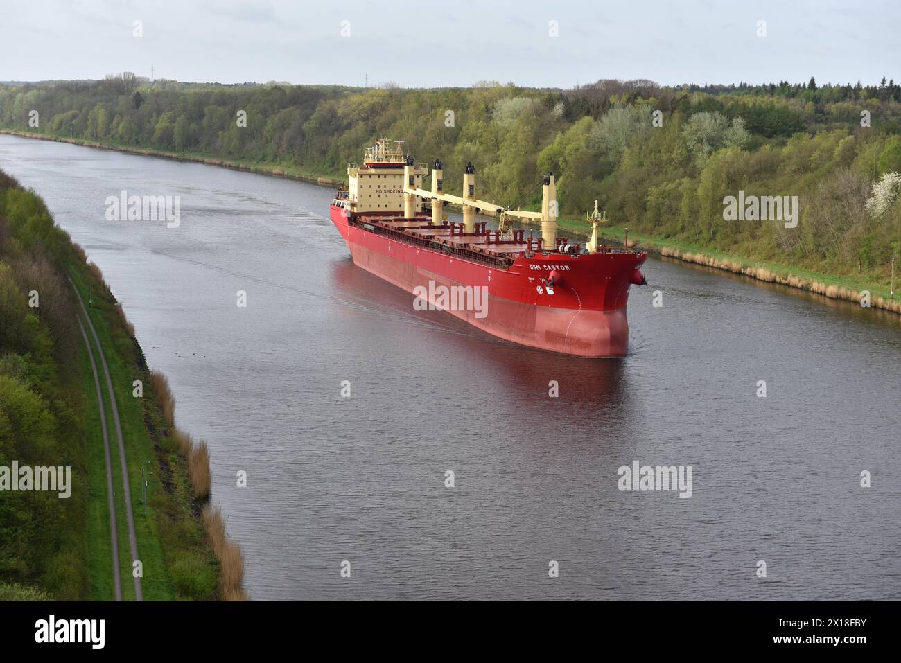 Cargo ship DSM Castor travelling through the Kiel Canal, Kiel Canal ...