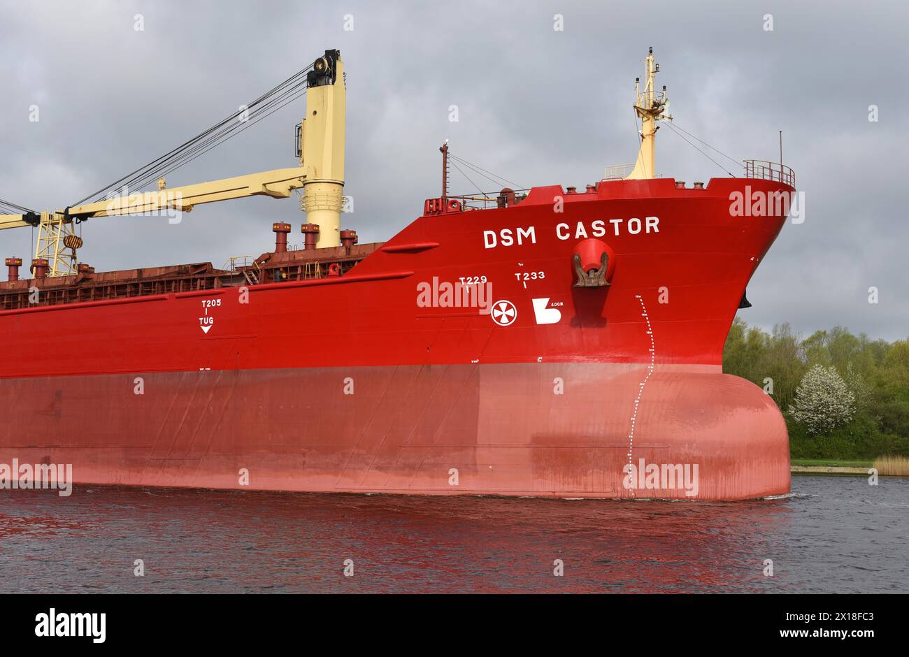 Cargo ship DSM Castor travelling through the Kiel Canal, Kiel Canal ...