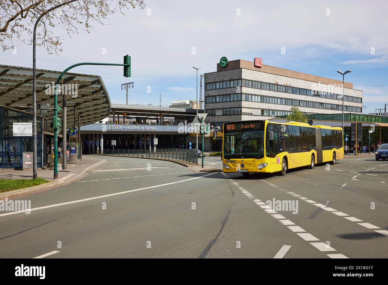 Bus of line 5815 in front of the bus station and the back of the main ...