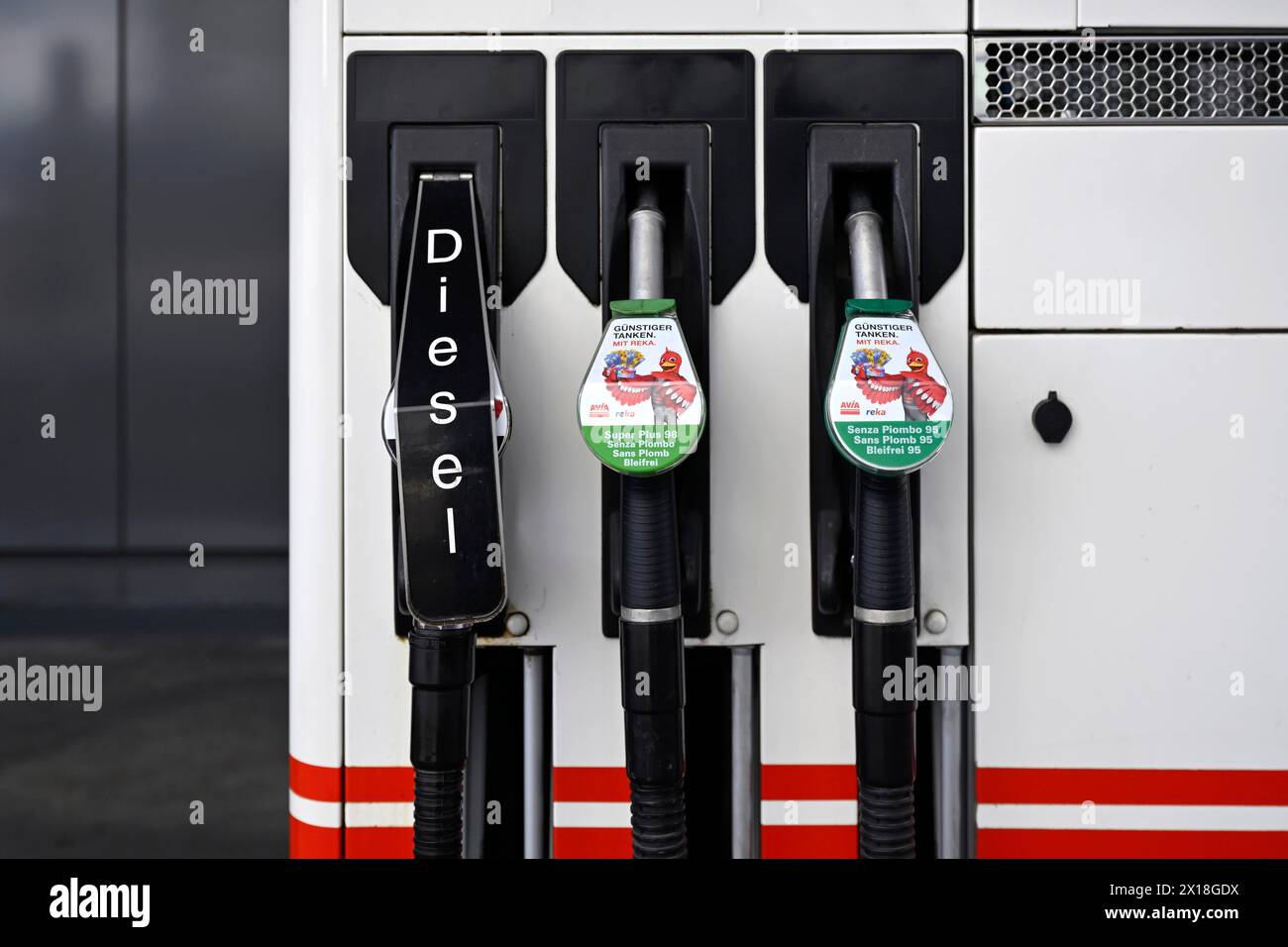 Diesel and unleaded petrol pump Stock Photo - Alamy