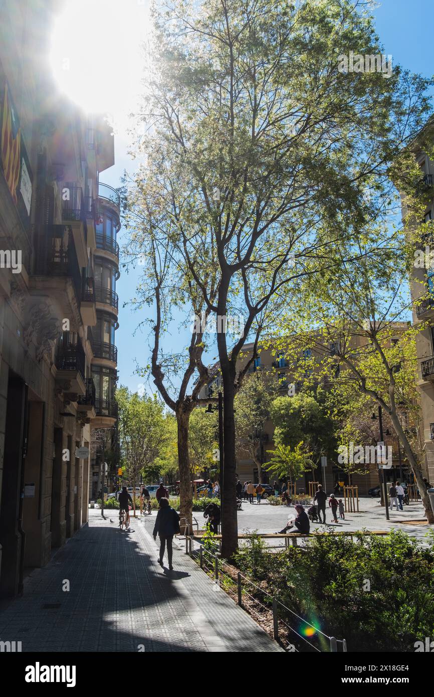 Superblock or Superilla in the Eixample neighbourhood, a highly ...