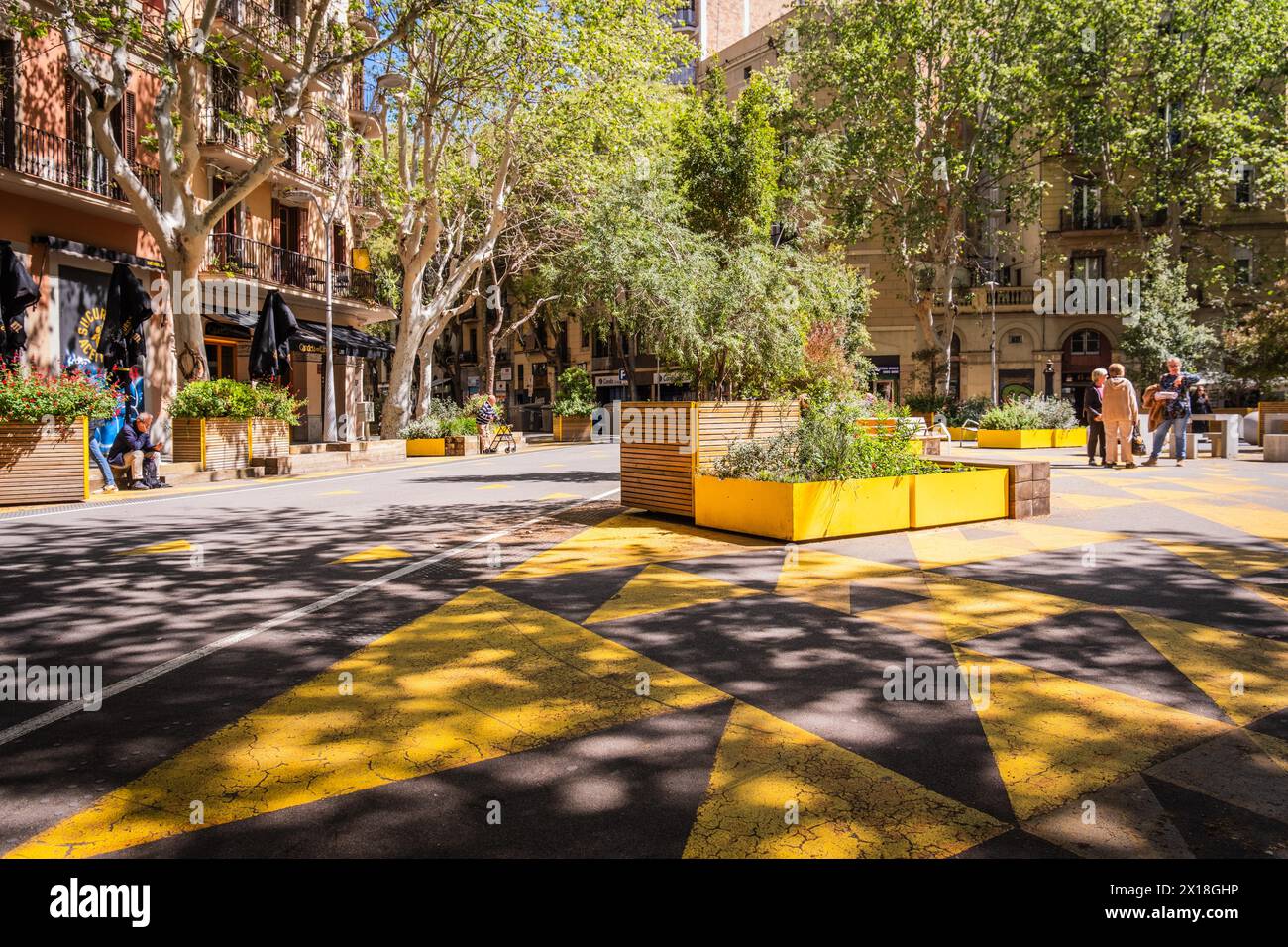Superblock or Superilla in the Sant Antoni neighbourhood, a heavily car ...