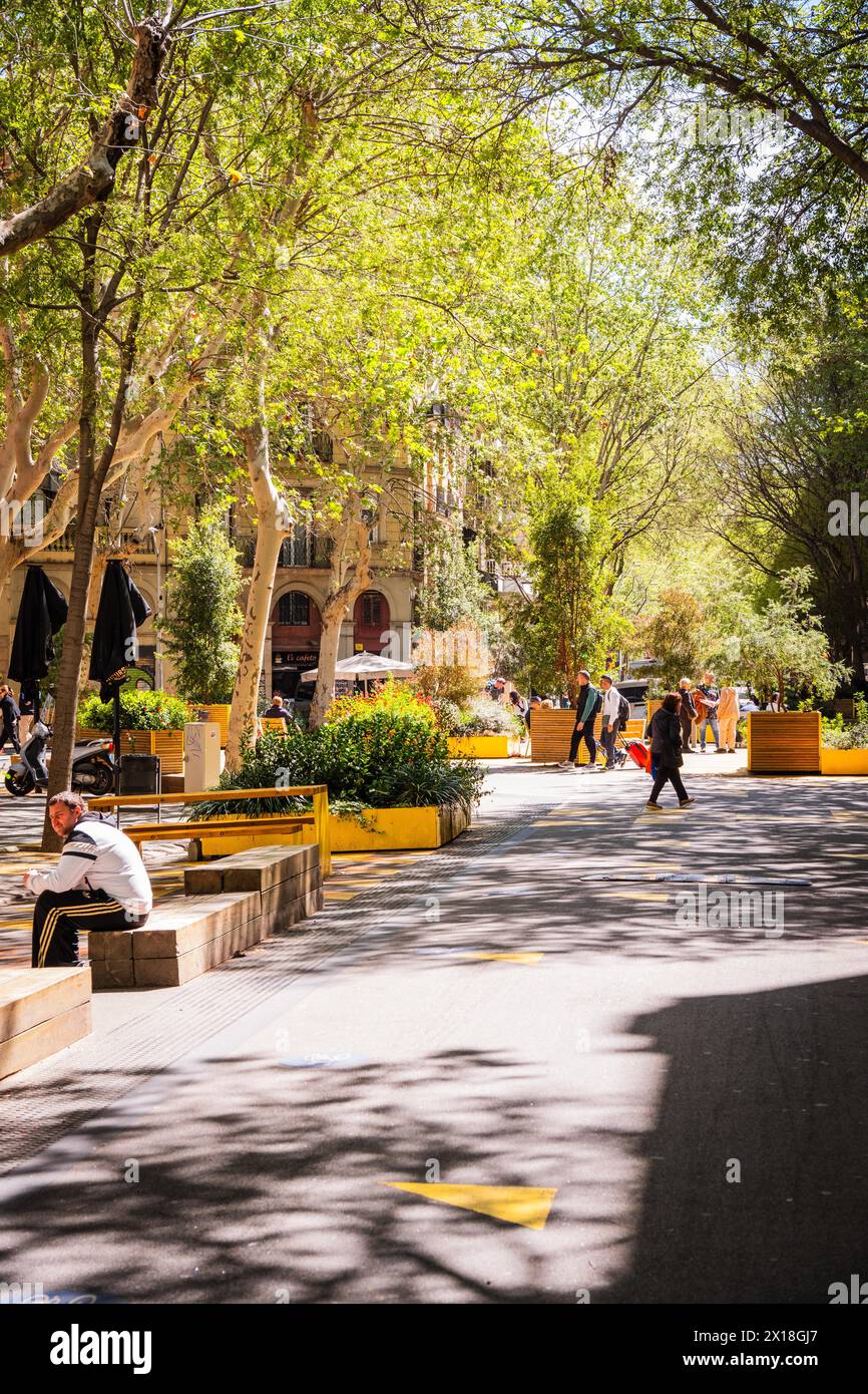 Superblock or Superilla in the Sant Antoni neighbourhood, a heavily car ...