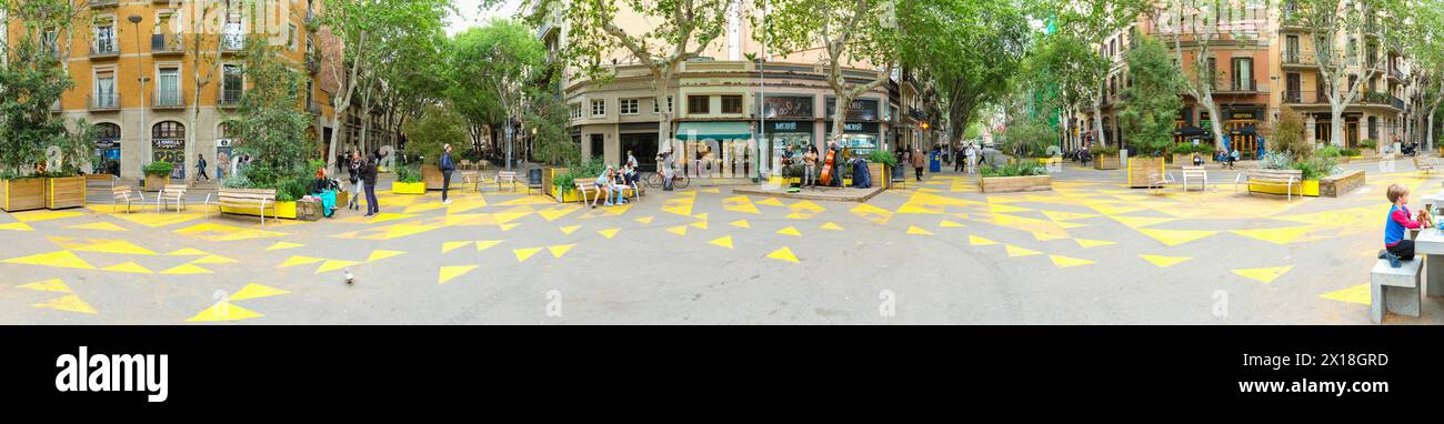 Superblock or Superilla in the Sant Antoni neighbourhood, a heavily car ...