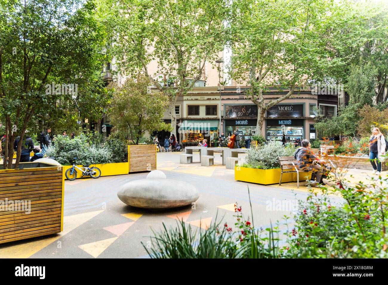 Superblock or Superilla in the Sant Antoni neighbourhood, a heavily car ...
