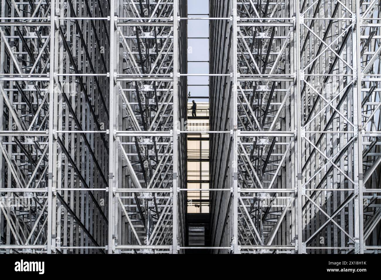 Construction of a high-bay warehouse, storage system for high space ...