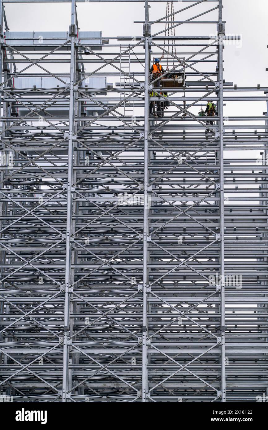 Construction of a high-bay warehouse, storage system for high space ...