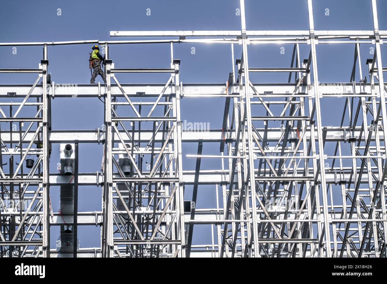 Construction of a high-bay warehouse, storage system for high space ...