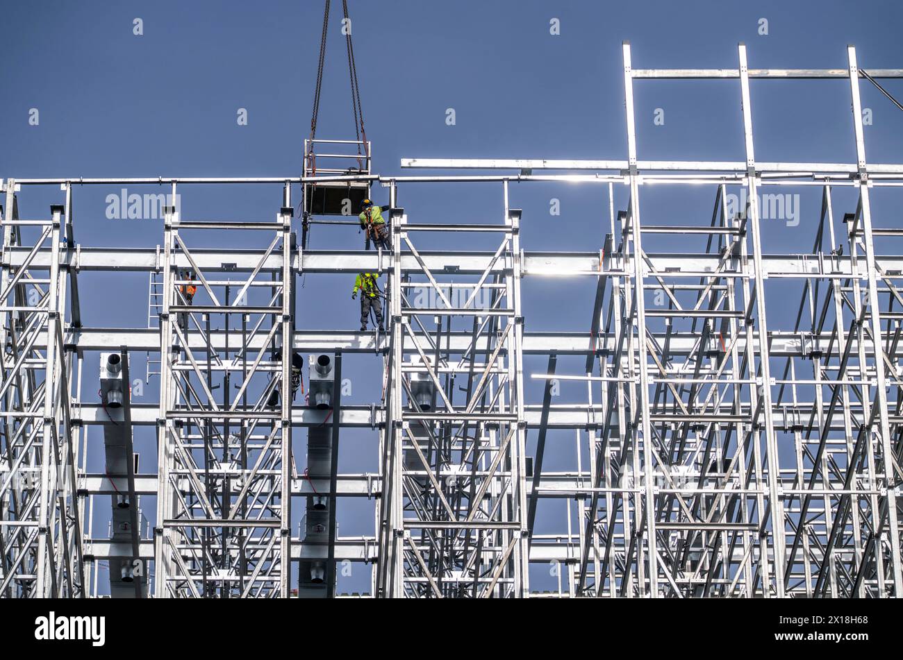 Construction of a high-bay warehouse, storage system for high space ...