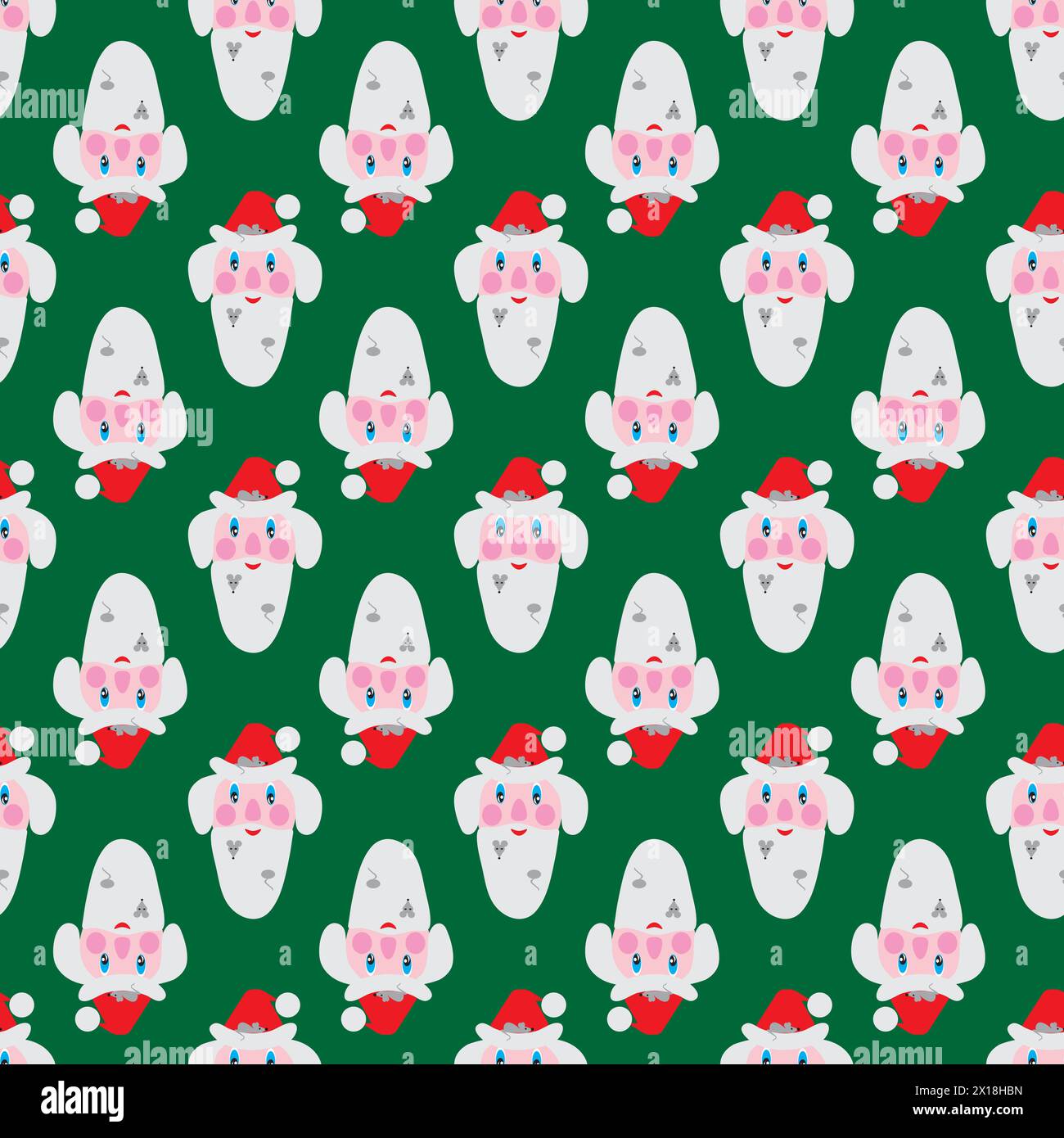 Santa Claus with mice in his beard. Seamless pattern. Vector ...
