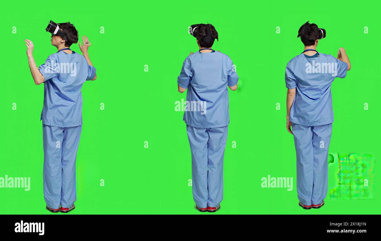 Medical assistant uses interactive vr glasses to check disease ...