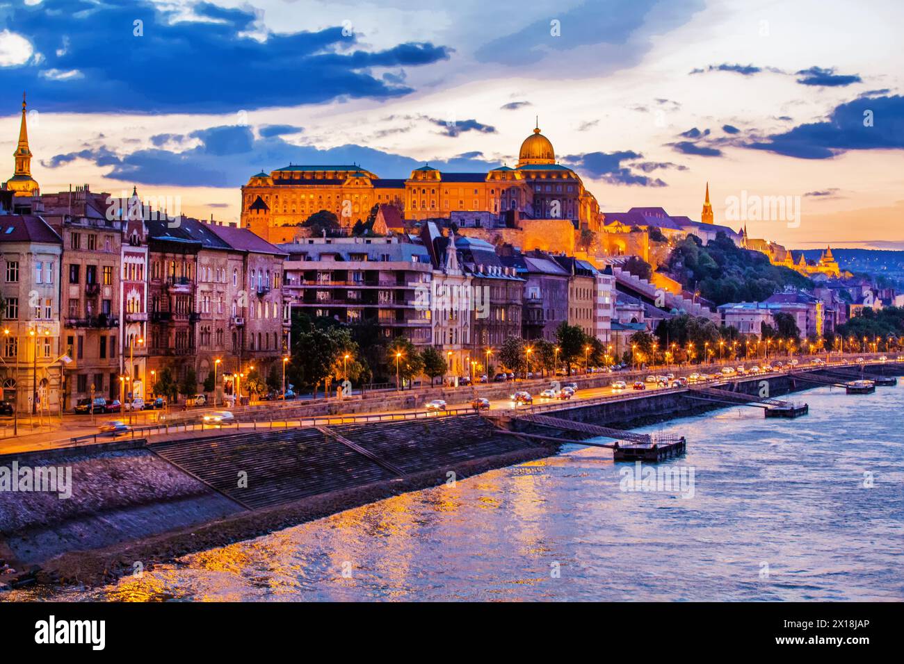 Amazing architecture of illuminated Buda Castle ( Budavari Palota) and ...