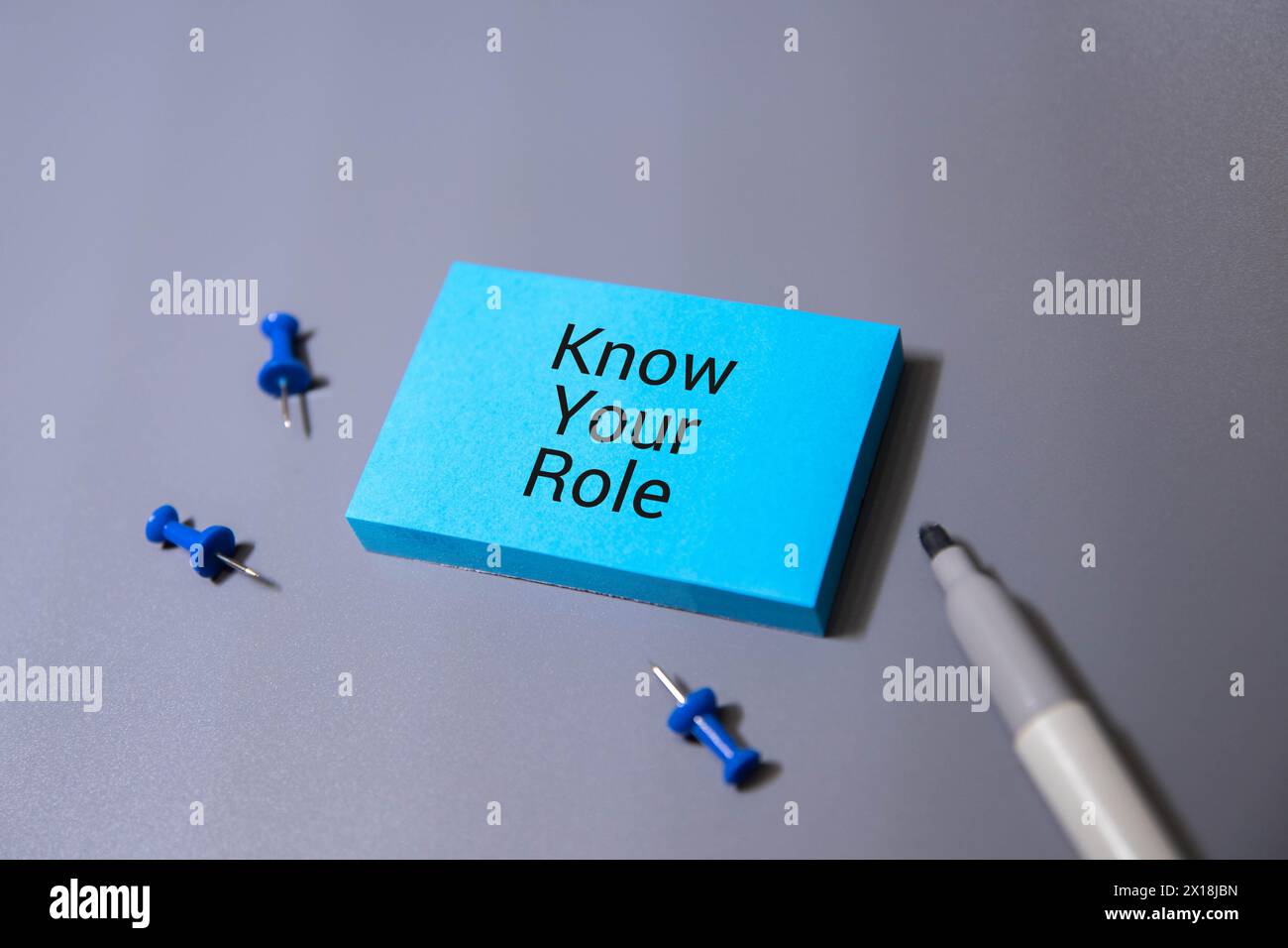 Text sign showing hand written words Know your role Stock Photo - Alamy