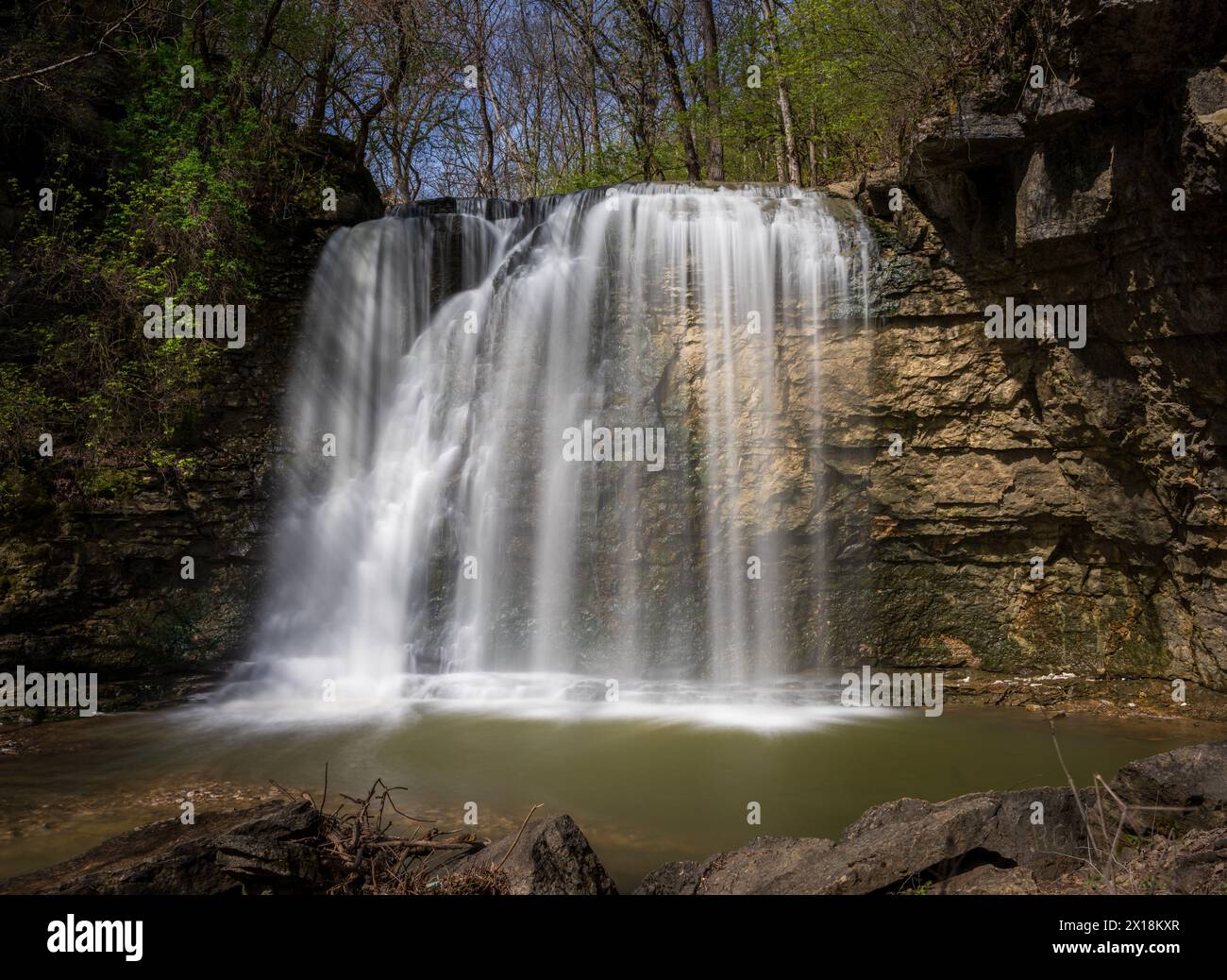 Flow of water over Hayden Run falls in the Dublin area of Columbus Ohio ...