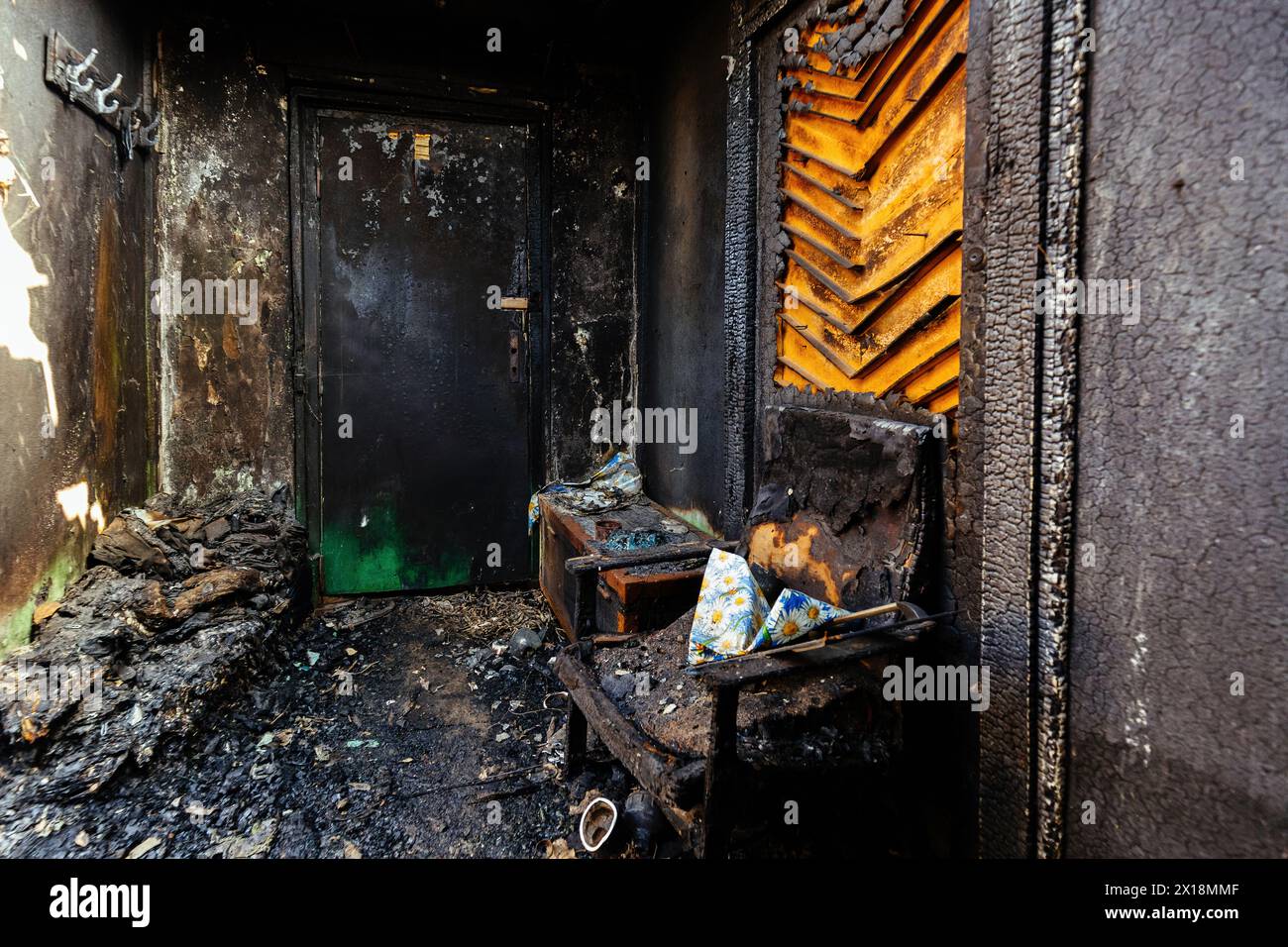 Burnt house interior. Consequences of fire Stock Photo - Alamy