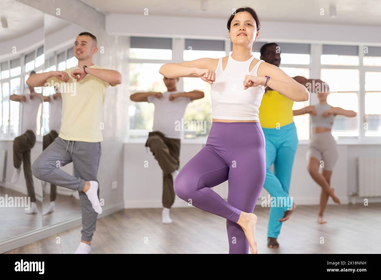Group of people dancing modern dances Stock Photo - Alamy