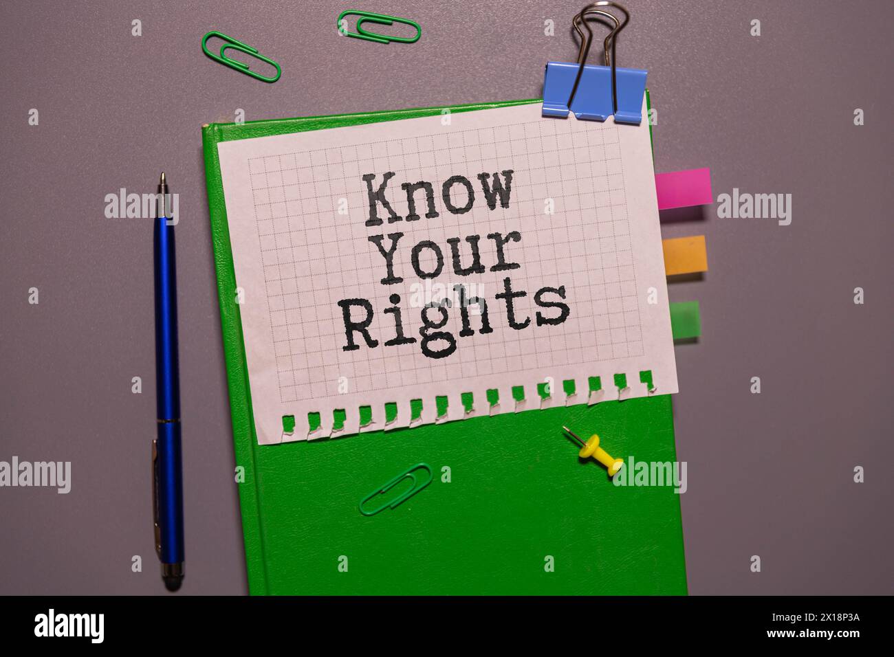 Know Your Rights. text on white notepad paper. near cups with coffee ...