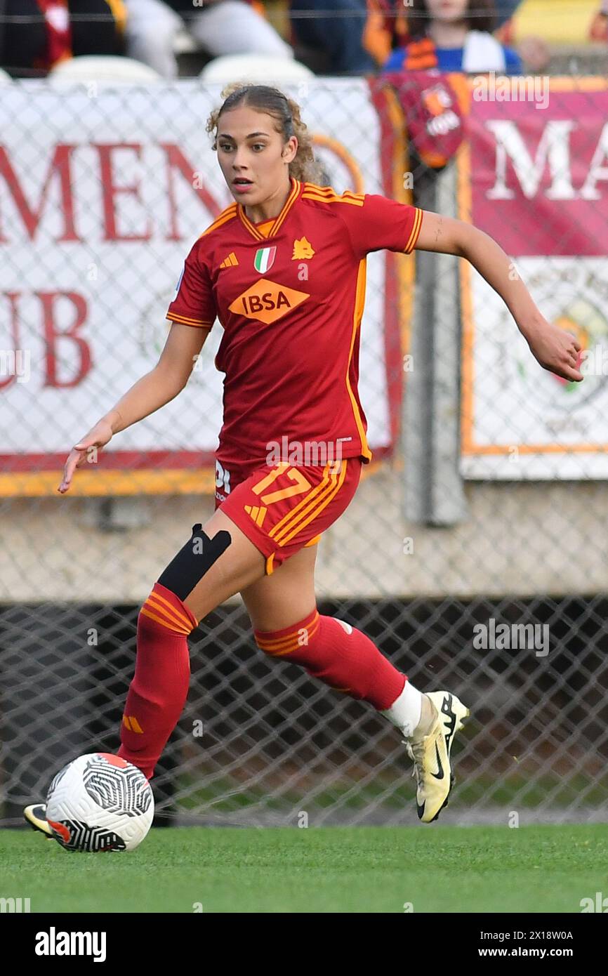 Roma, Lazio. 15th Apr, 2024. Alayah Pilgrim of AS Roma during the Serie ...