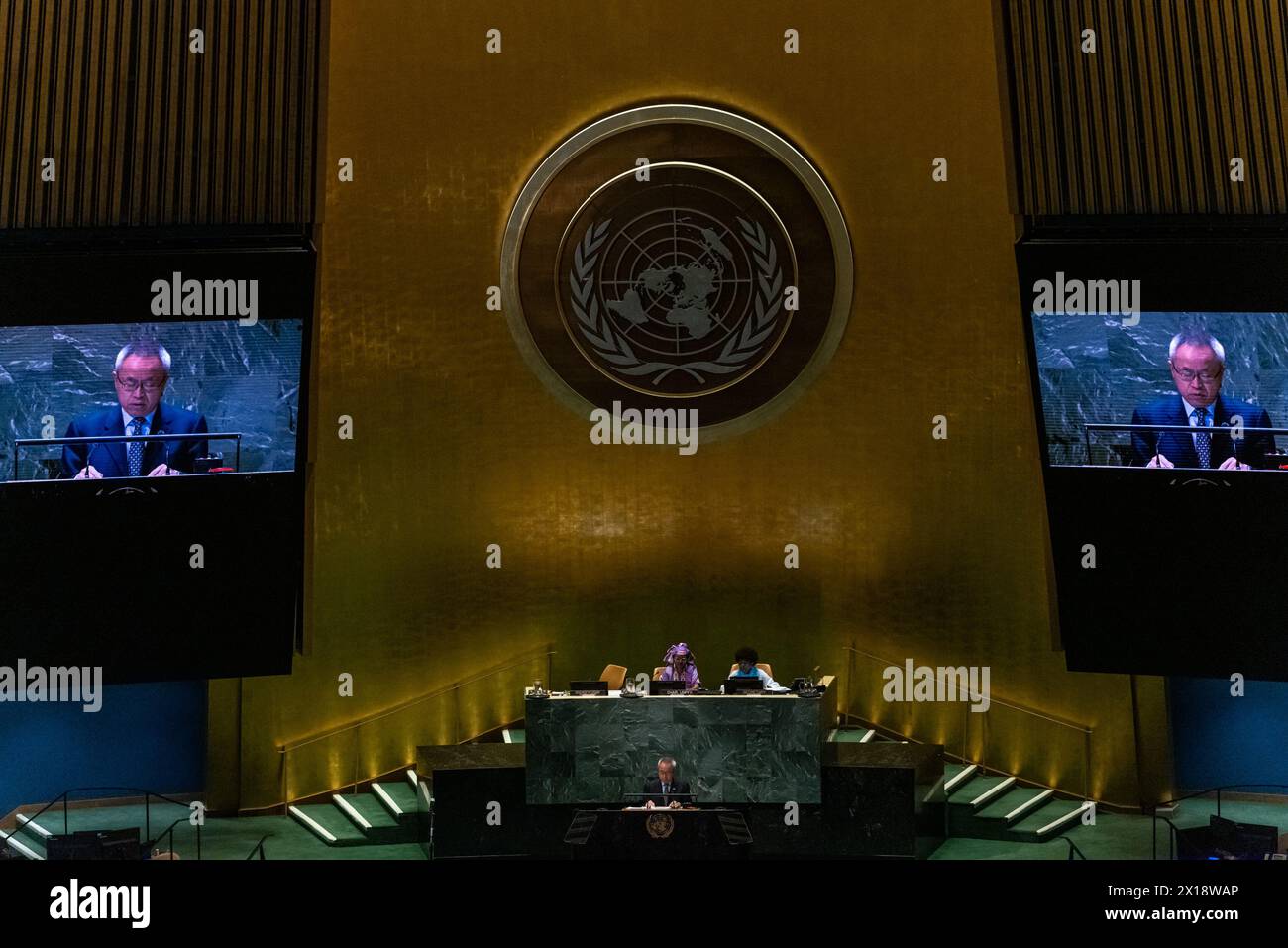 New York, New York, USA. 15th Apr, 2024. LI JUNHUA, Under Secretary ...