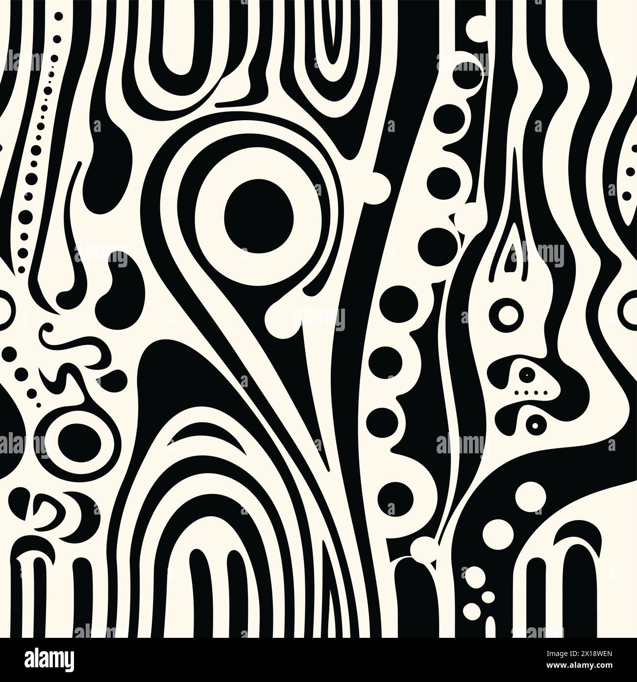 Artistic black and white motif in a textile pattern resembling a ...