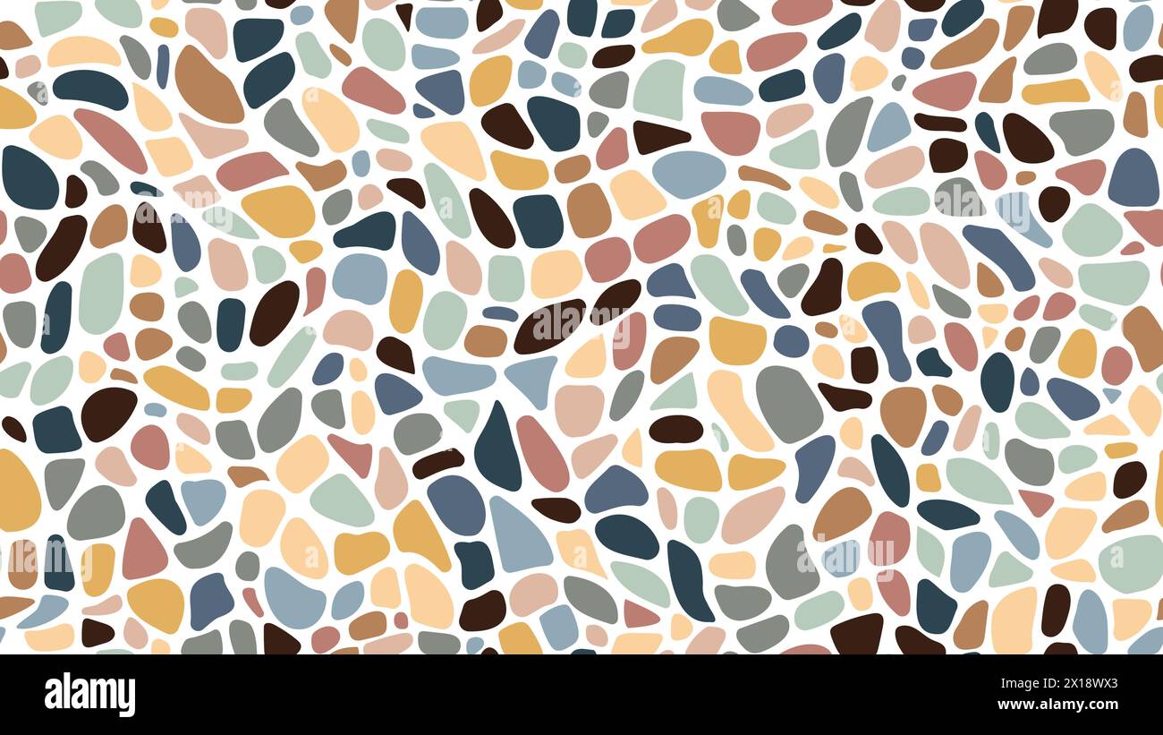 Mosaic gravel and pebble stone seamless pattern for floor tile, vector background. Color ceramic ...