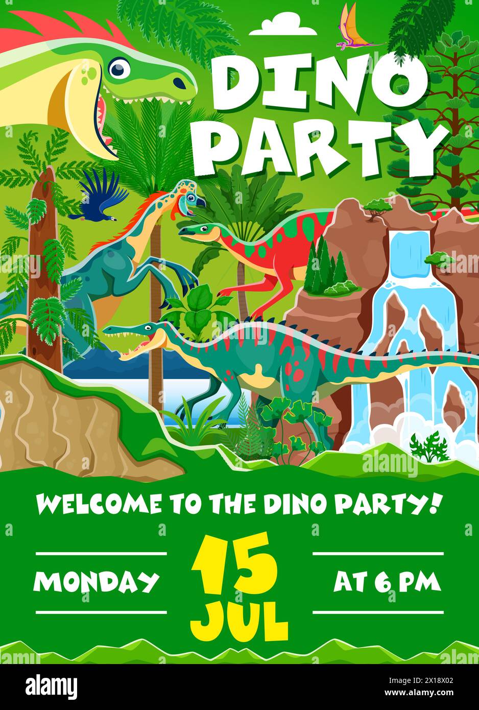 Dinosaur Birthday Invitation Background Dinosaur Party Red Cartoon