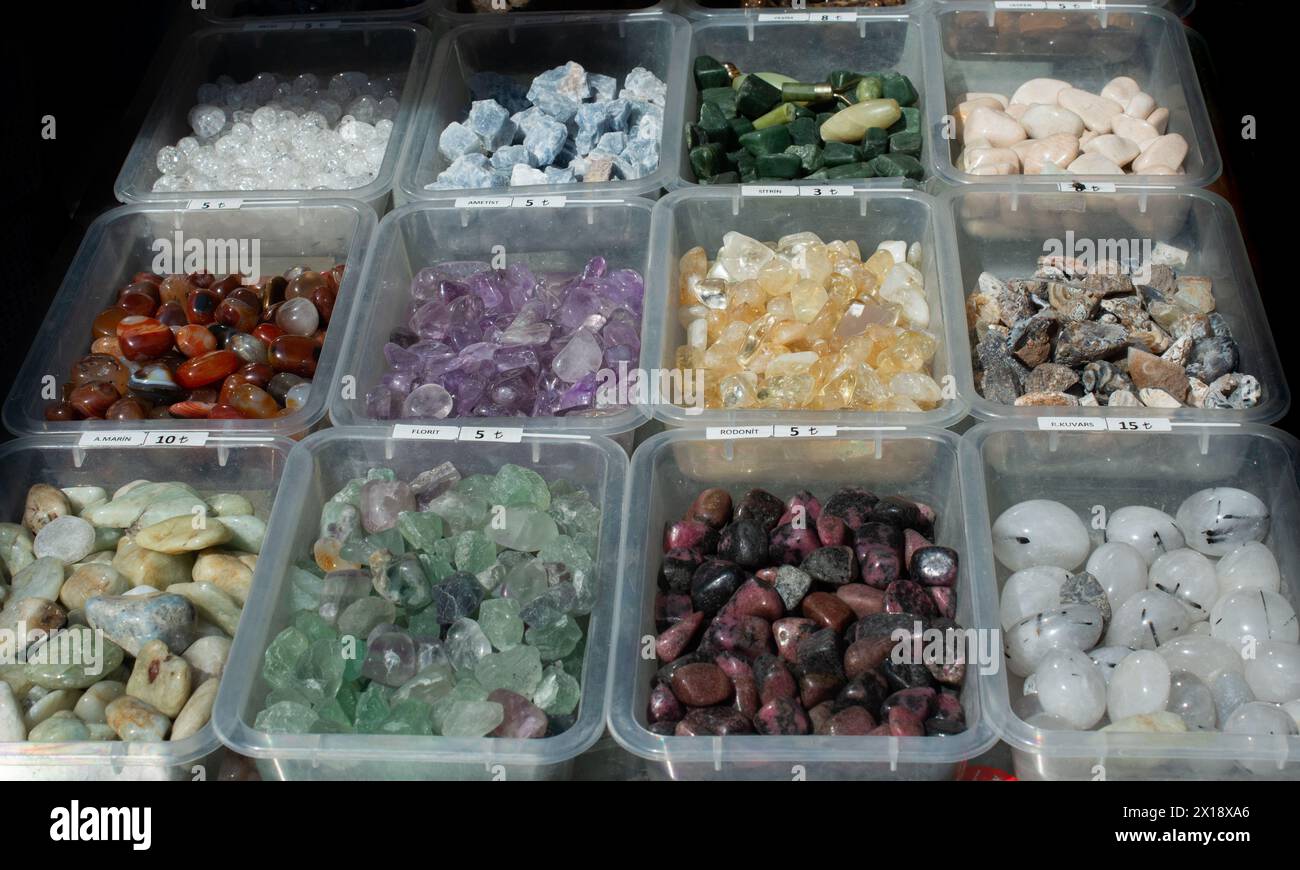 Set of natural various mineral gemstones of various color Stock Photo ...