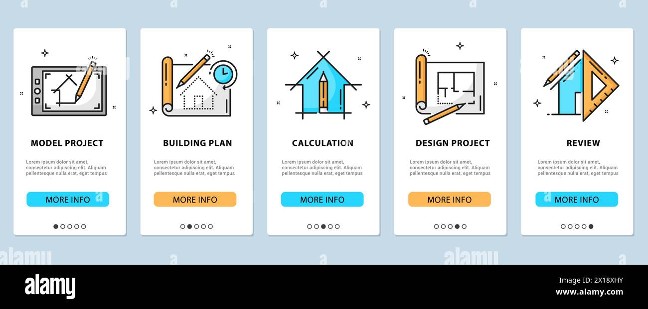 Architect development, renovation and interior icons, mobile app ...