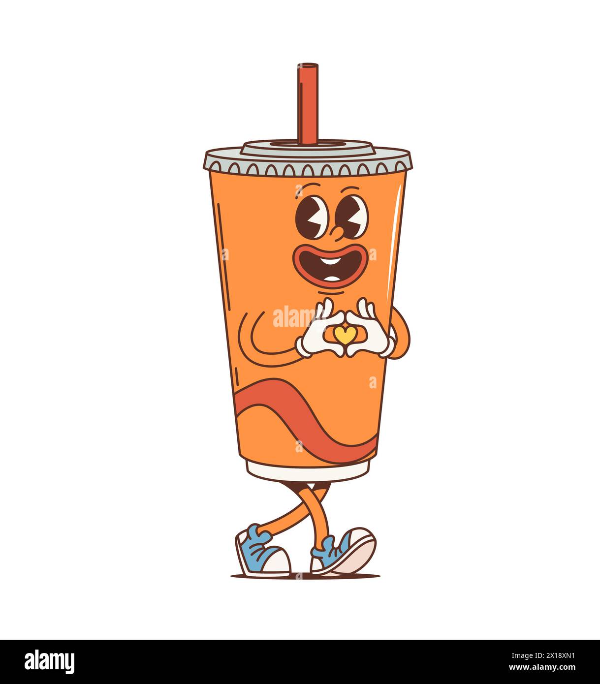 Cartoon retro soda drink groovy character or funky fast food beverage ...