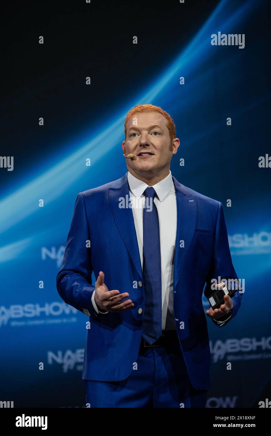 LAS VEGAS, Nevada - Daniel Anstandig speaking at NAB 2024 at Lass Vegas ...