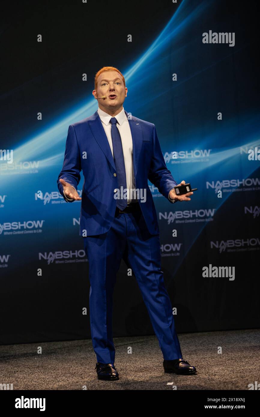 LAS VEGAS, Nevada - Daniel Anstandig speaking at NAB 2024 at Lass Vegas ...