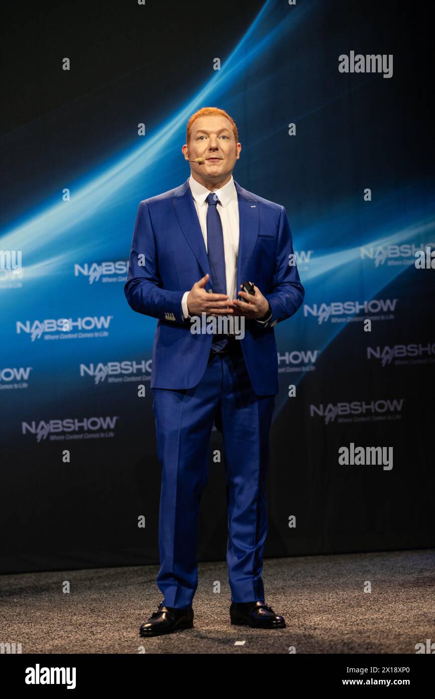 LAS VEGAS, Nevada - Daniel Anstandig speaking at NAB 2024 at Lass Vegas ...