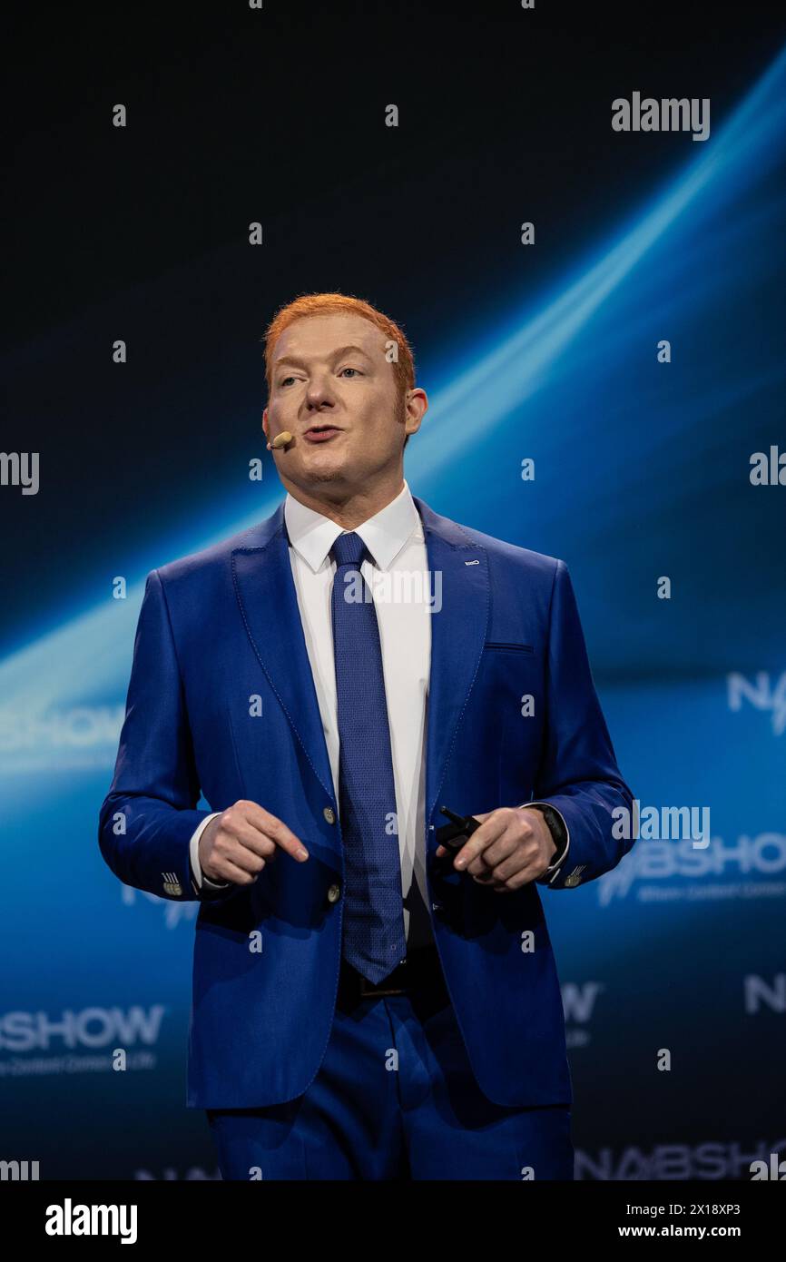 LAS VEGAS, Nevada - Daniel Anstandig speaking at NAB 2024 at Lass Vegas ...