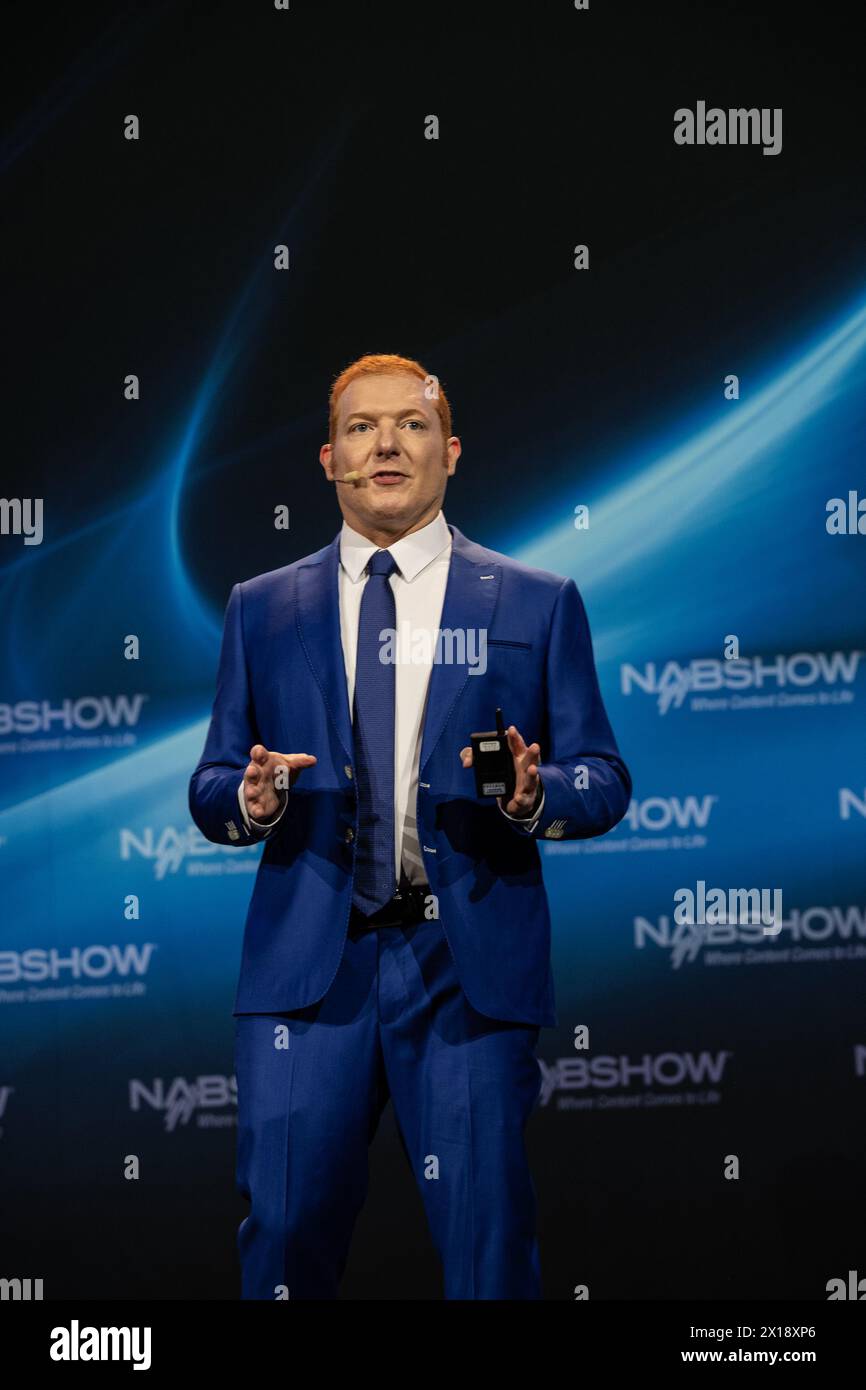 LAS VEGAS, Nevada - Daniel Anstandig speaking at NAB 2024 at Lass Vegas ...