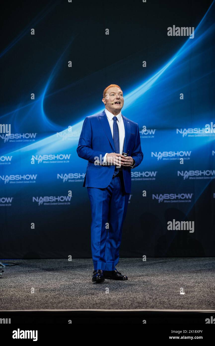 LAS VEGAS, Nevada - Daniel Anstandig speaking at NAB 2024 at Lass Vegas ...