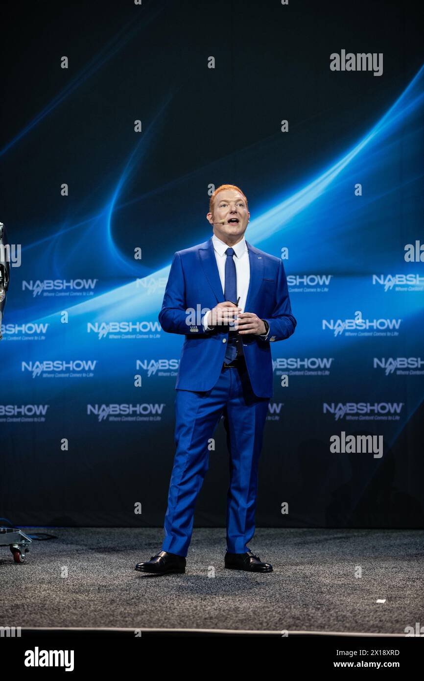 LAS VEGAS, Nevada - Daniel Anstandig speaking at NAB 2024 at Lass Vegas ...