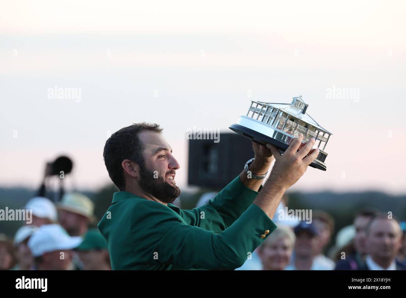 United States' Scottie Scheffler during the green jacket ceremony of ...