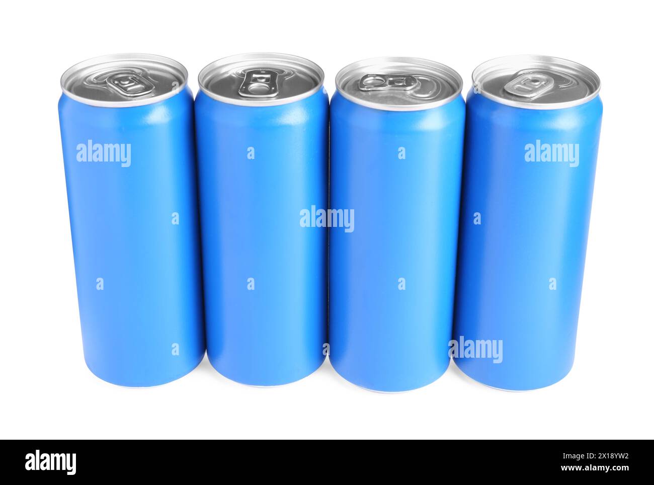Energy drinks in blue cans isolated on white Stock Photo - Alamy