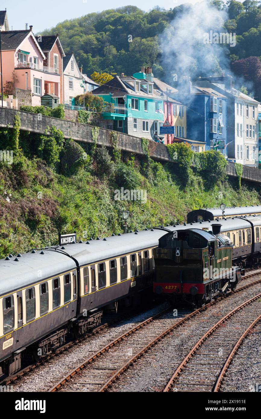 England, Devon, GWR Steam Locomotive No. 4277 'Hercules' at Kingswear ...