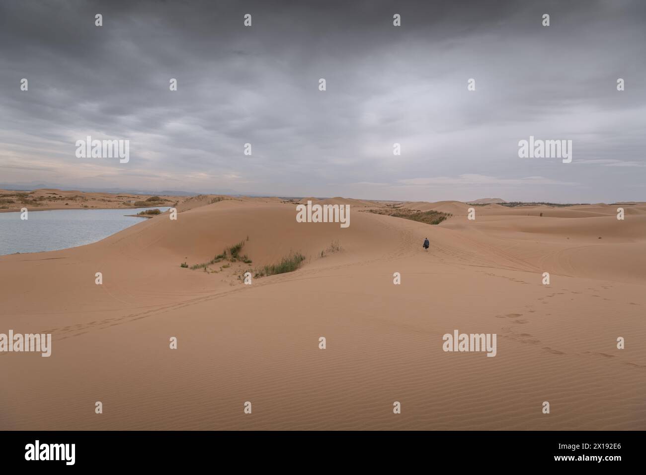 Gobi desert and the river near Wuhai, Inner Mongolia, China. Unique ...