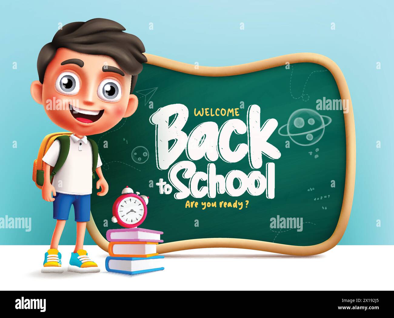School boy character vector template design. Welcome back to school ...