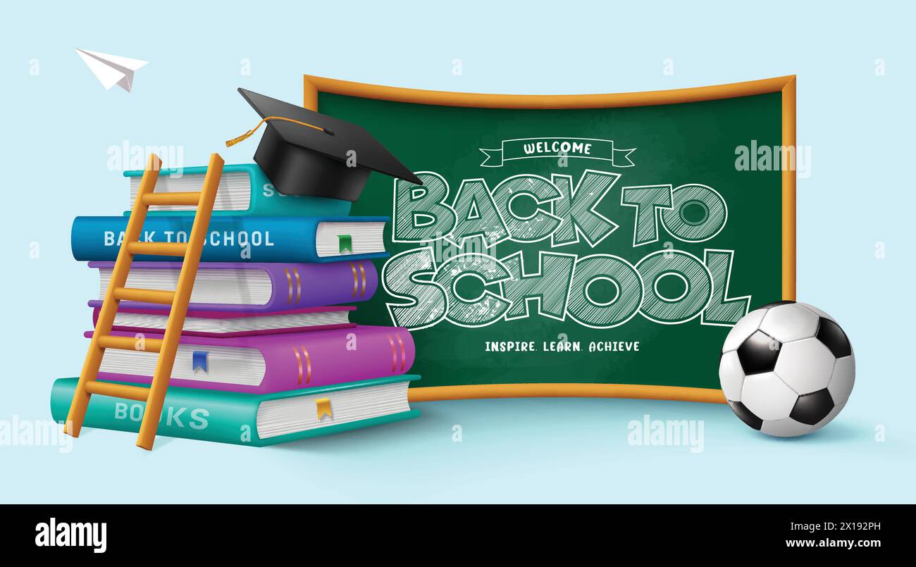 Back to school vector design. Welcome back to school greeting in green ...