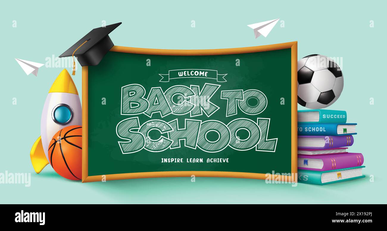 Back to school vector template design. Welcome back to school greeting ...